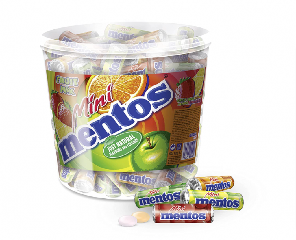 Mentos Mini Fruit Mix Eimer: 120 Rollen ab 11,99 € inkl. Prime-Versand