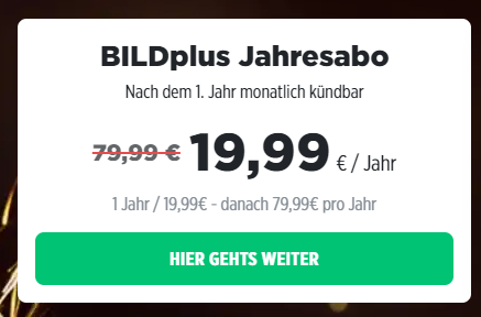 BILDplus Jahresabo für 19,99