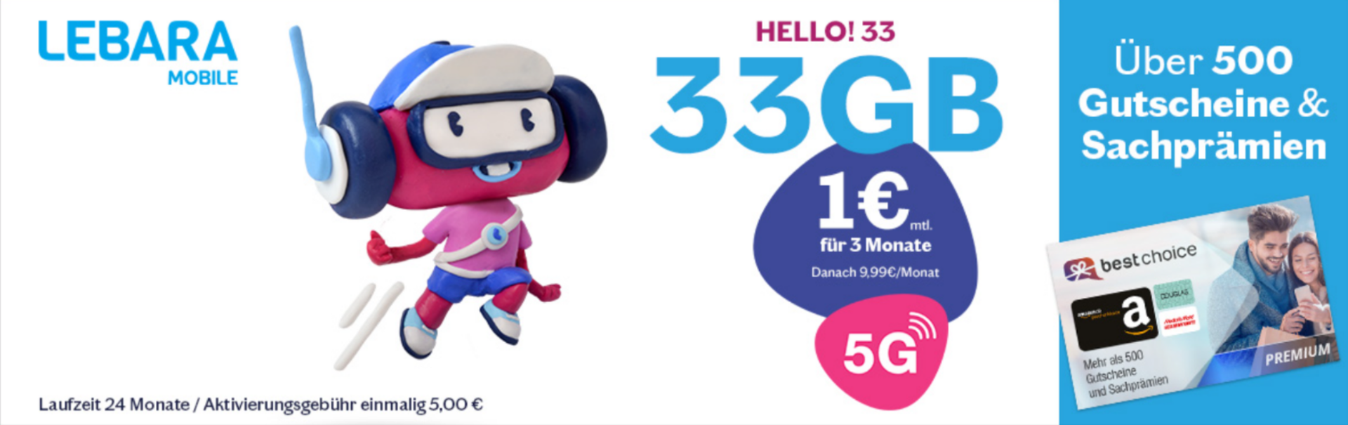 [Exklusiv] Lebara Hello! Tarife: 3 Monate für 1 € (danach 9,99 € 33 GB, 12,99 € 50 GB & 19,99 € ...