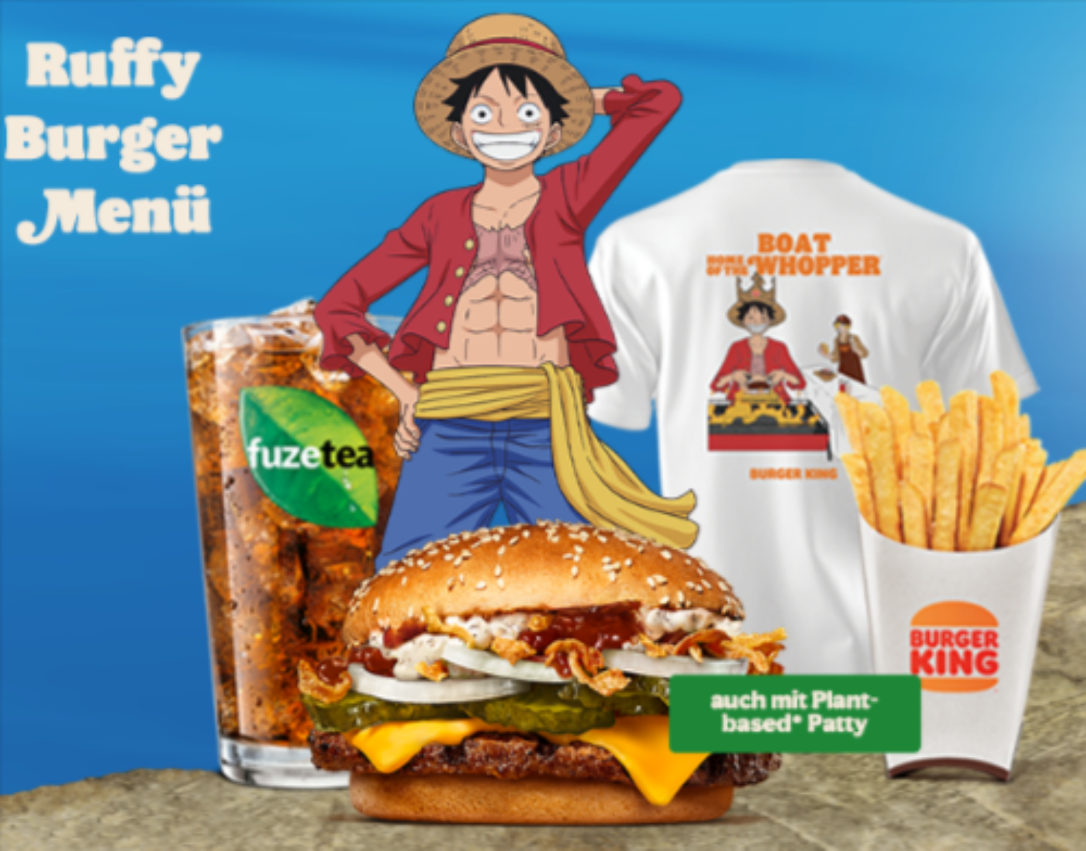 Burger King x One Piece: Ruffy & Sanji Menü mit GRATIS T-Shirt! 🍔👕