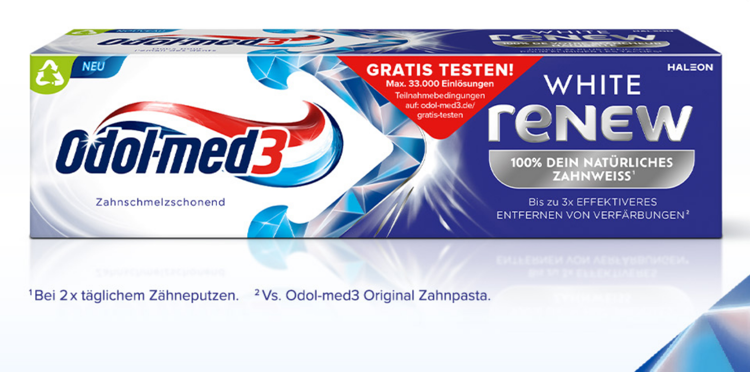 Gratis-Test: Odol-Med3 White Renew Zahnpasta 🦷 Geld