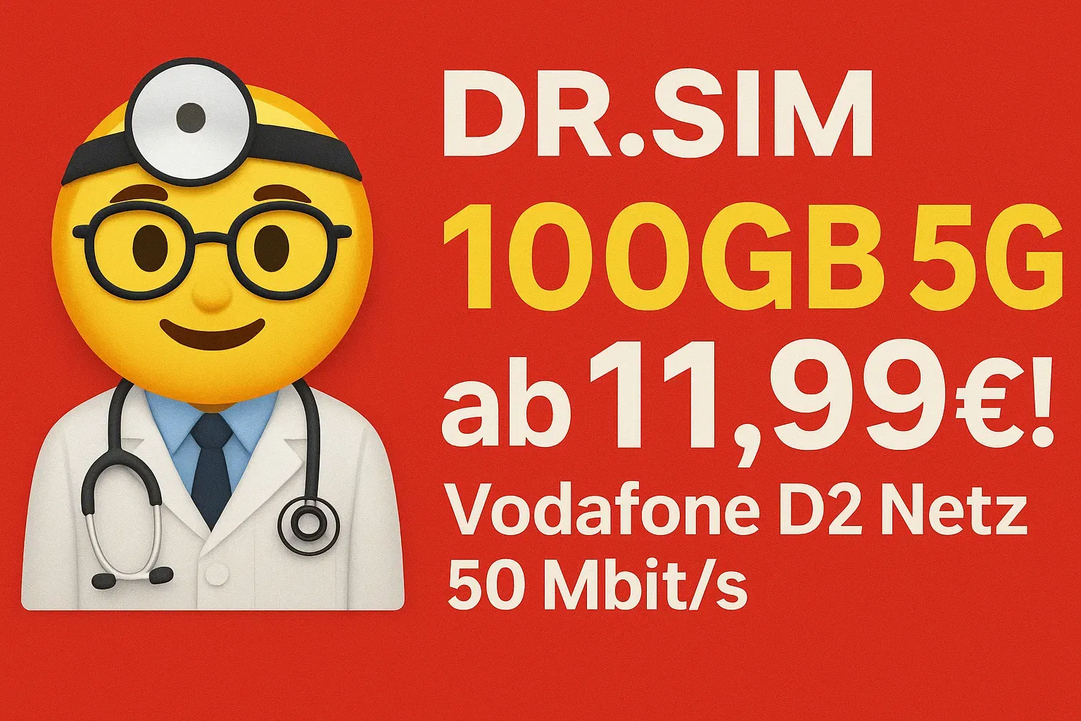 DR. SIM: 100 GB 5G Allnet-Flat Vodafone D2 ab 11,99