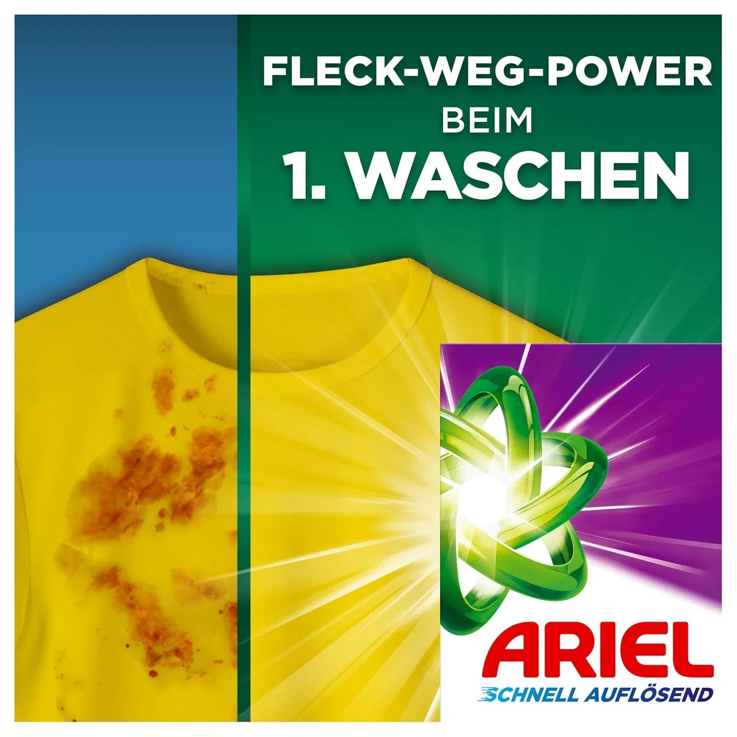 Ariel's schnell auflösendes Waschmittel Pulver Color+ (100 Waschladungen)