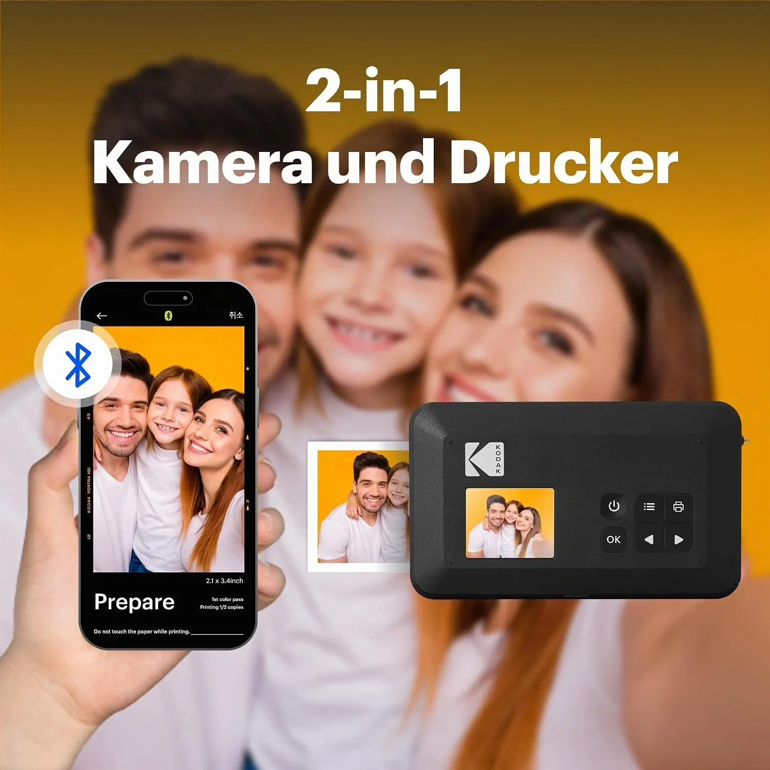 Kodak Mini Shot 2 Retro 4PASS Sofortbildkamera und Tragbarer Fotodrucker